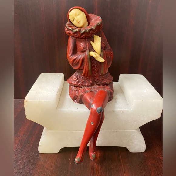 Office | Original Red Antique Jb Hirsch Art Deco Pierrot Harlequin ...